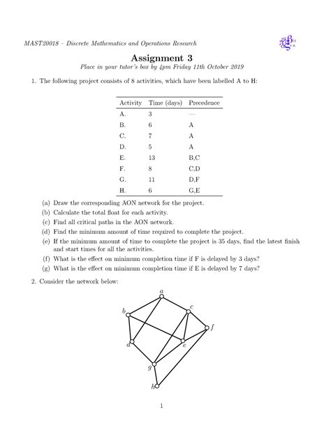 ass3 2019 2019 ass3 mast20018 discrete mathematics and operations research assignment 3