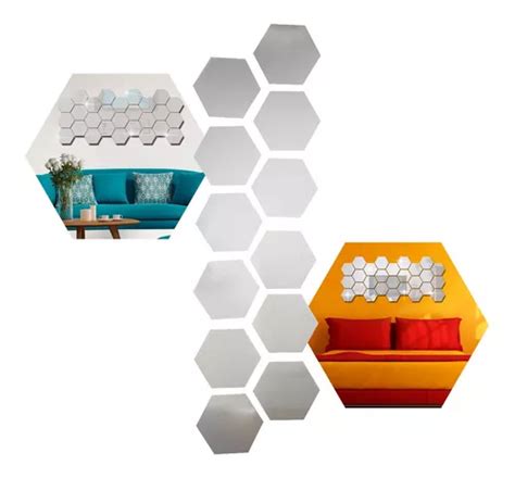Pack X Vinilo Espejo Pared Adhesivo Hexagonal Decorativo Cuotas Sin