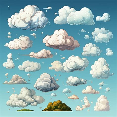 Premium AI Image Vector Cartoon Clouds Collection