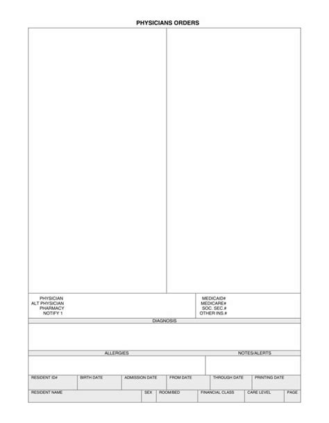 Printable Physician Order Sheet Printable Jd