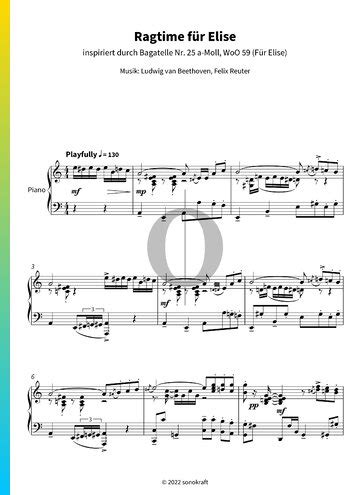Ragtime für Elise Felix Reuter Piano Sheet Music OKTAV