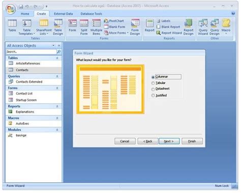 How To Create A New Form Using The Form Wizard In Microsoft Access 2007