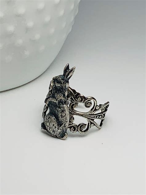 Anillo Ajustable De Filigrana De Conejo De Plata Antigua Etsy