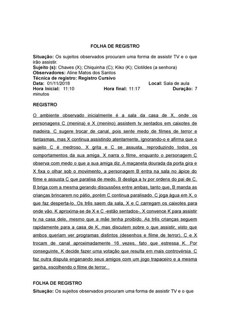 Modelo De Relatório De Observação BRAINCP