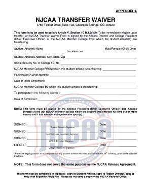 Fillable Online Pvc Maricopa NJCAA Transfer Waiver Pvc Maricopa Fax