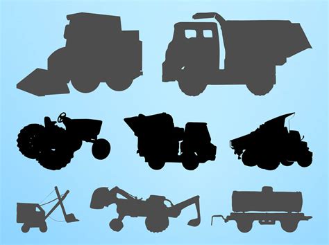 Construction Vehicles Silhouettes Set Vector Art Graphics