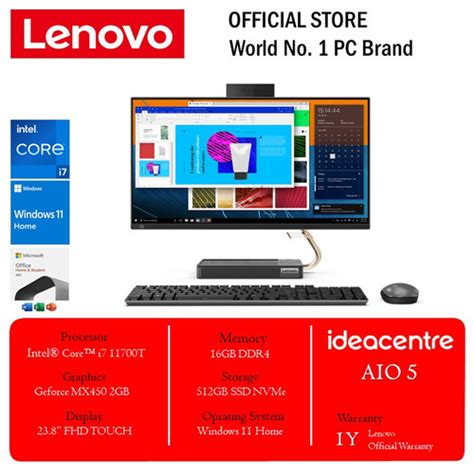 Jual LENOVO IDEACENTRE AIO 5 24IOB6 I7 11700T 16GB 512GB SSD MX450 2GB