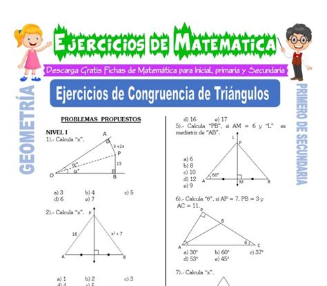 Ejercicios De Congruencia De Tri Ngulos Primero De Secundaria