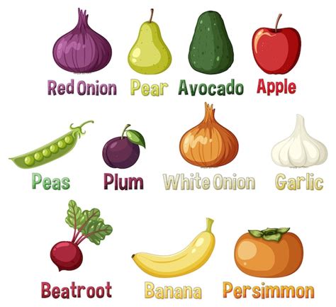 Conjunto De Frutas Dibujos Animados Vector Gratis