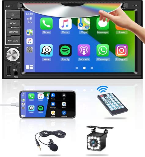 Hikity Autoradio 2 Din Soutien DVD CD AUX USB SD Avec Carplay Android