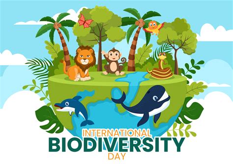 mundo biodiversidad día en mayo 22 ilustración con biológico diversidad