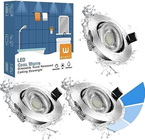 Wowatt 5 7W Spot LED Encastrable Noir Dimmable IP44 Extra Plat