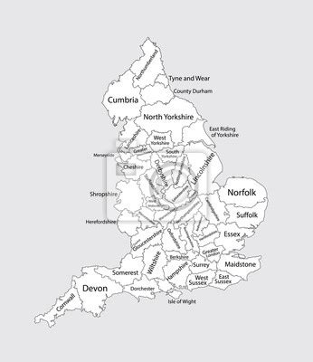 Editable Blank Vector Map Of England Vector Map Of England Isolated