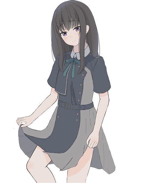 Wallpaper Gadis Anime Lycoris Recoil Inoue Takina Rambut Panjang Rambut Hitam Solo Karya