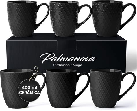 MIAMIO Juego de 6 tazas de café 6 tazas de cerámica de 14 onzas