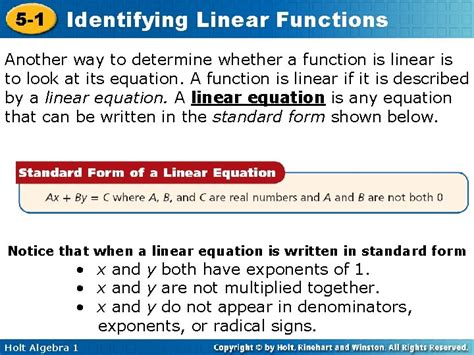 5 1 identifying linear functions objectives identify linear