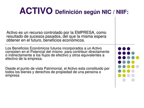 PPT ACTIVO Definición según NIC NIIF PowerPoint Presentation free