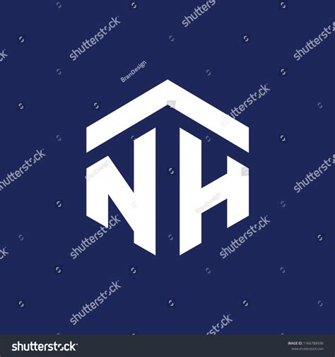 NH Initial Letter Hexagonal Logo Vector Royalty Free Stock Vector