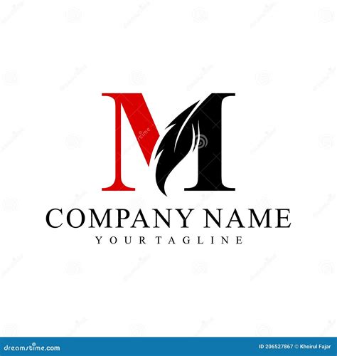 Initial Letter M Logo With Feather Luxury Gold Stock Vector