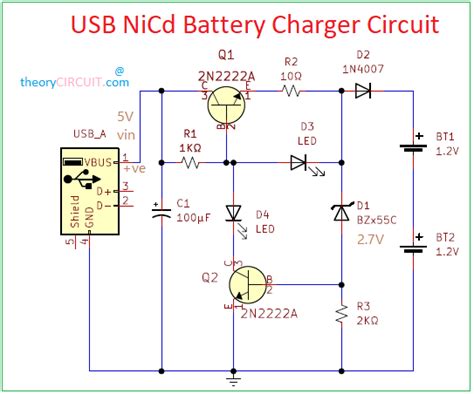 Usb Nicd Battery Charger Circuit Theorycircuit Do It Yourself