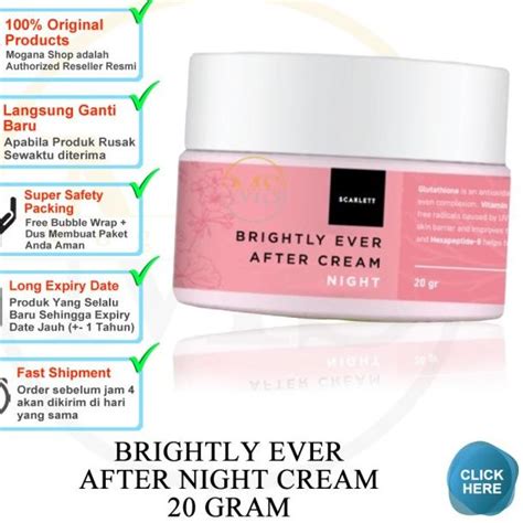 Jual SCARLETT SCARLET WHITENING BRIGHTLY EVER AFTER NIGHT CREAM CREAM