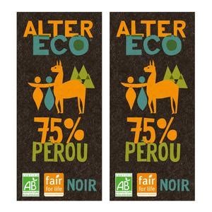 Alter Eco Commerce Equitable Chocolat noir 75 Cacao Bio du Pérou