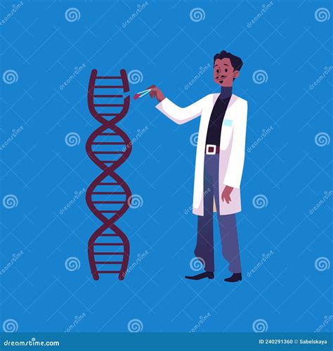 El Científico Masculino Construye El Concepto Dna Helix De Ingeniería