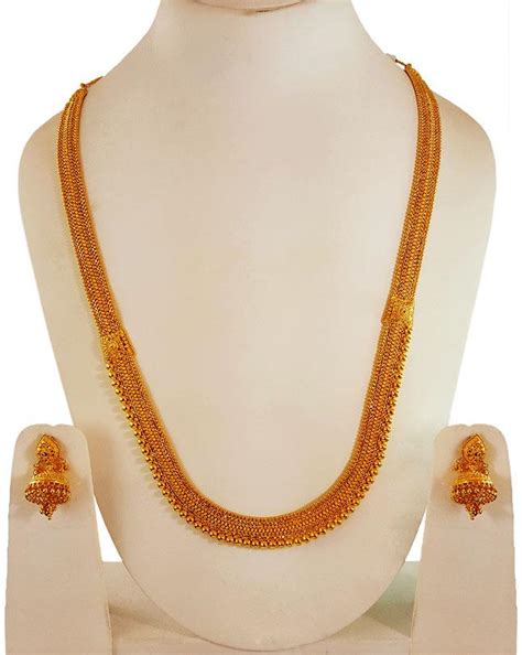 22 Kt Gold Long Necklace Set StGo22227 Sets Necklace 22 Kt