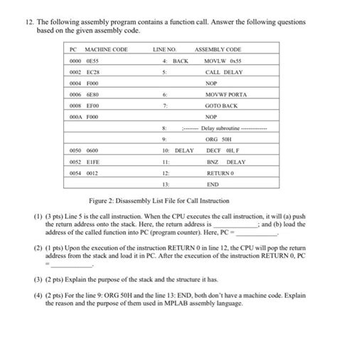 solved 12 the following assembly program contains a