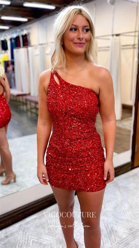 One Shoulder Hoco Dresses Sequin Homecoming Dresses Collection