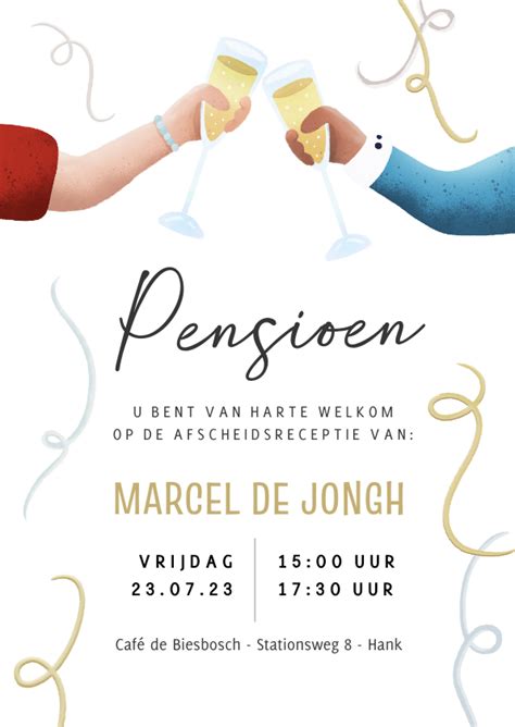 Uitnodiging Met Toost Voor Een Pensioen Kaartje Go