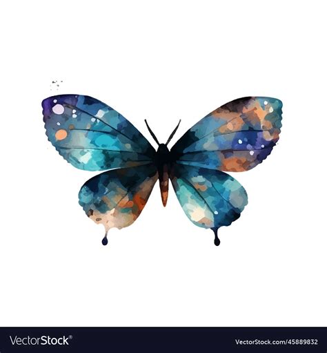 Blue Purple Butterfly Watercolor Isolated Vector Image