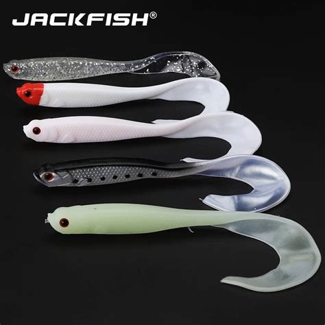 JACKFISH señuelo de pesca suave de cola larga cebo suave luminoso