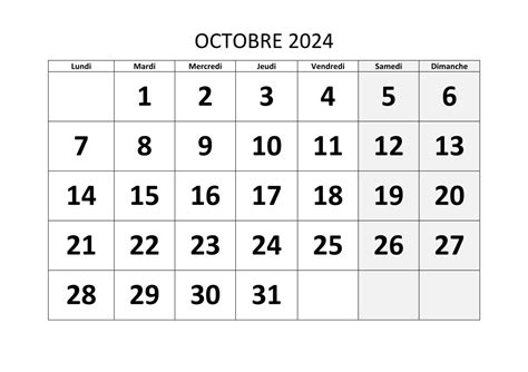 Calendrier Mois De Octobre 2024 2024 Calendrier