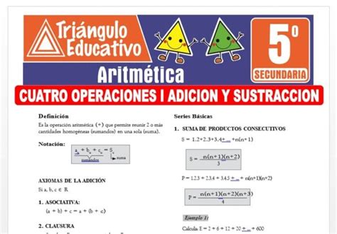 Cuatro Operaciones I Adición y Sustracción para Quinto de Secundaria