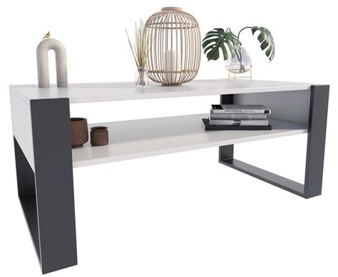 Ława stolik kawowy KAJA 120cm biały czarny loft MATKAM Sklep EMPIK