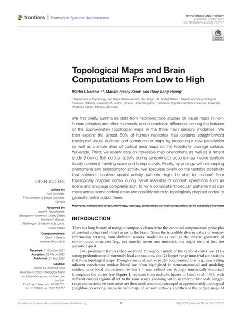 pdf topological maps and brain computations from low to high