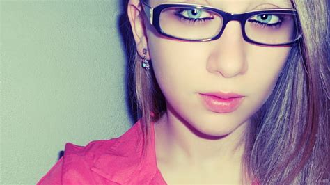 Free Download Hd Wallpaper Brunette Model Women With Glasses Long Hair Blue Eyes Amateur
