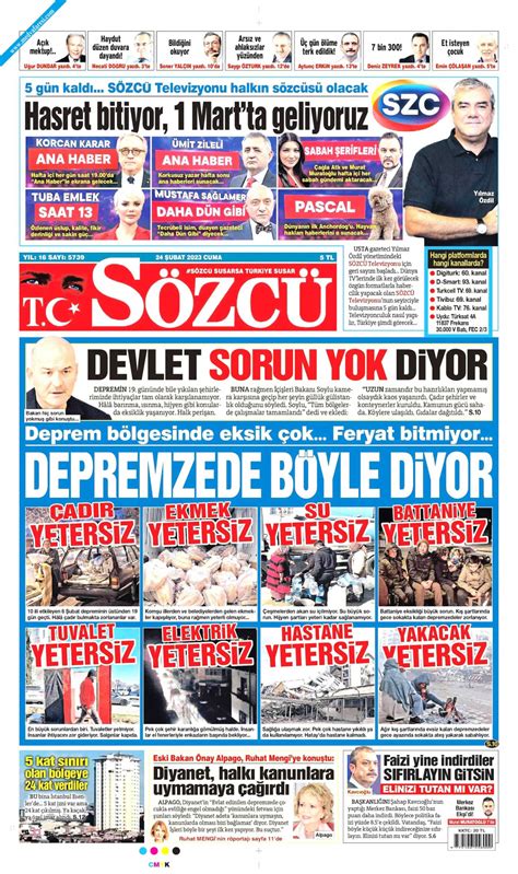 Sözcü Gazetesi 24 Şubat 2023 Cuma