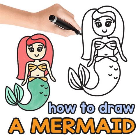 How To Draw A Mermaid Step By Step Drawing Tutorial E