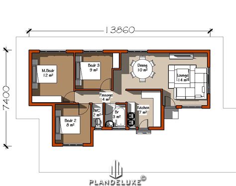 Low Cost Bedroom House Plan 70sqm Floor Plan Plandeluxe Lupon Gov Ph