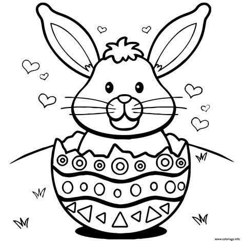 Coloriage Lapin De Paques Oeufs Coeurs JeColorie