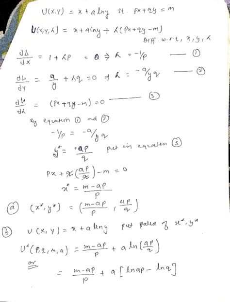 1 consider the utility maximization problem maxx a iny s l px 4y m where 0 homeworklib