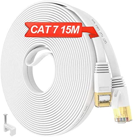 Câble Ethernet 15M Cat 7 Cable RJ45 15M Blindé Câble Réseau Plat Haut