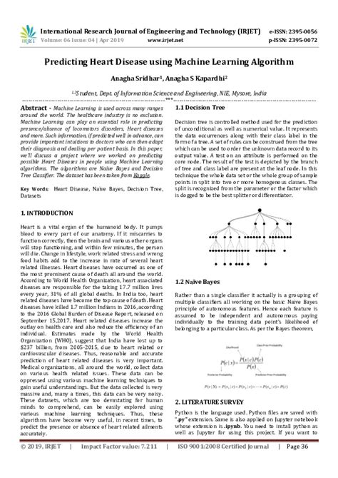 pdf irjet predicting heart disease using machine learning algorithm