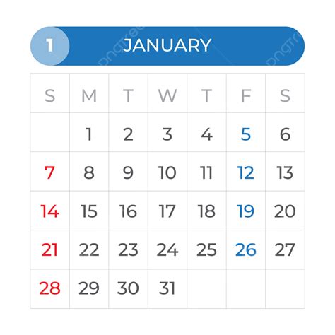 Calendario Mensual Enero 2024 Vector PNG Dibujos Calendario Enero 2024