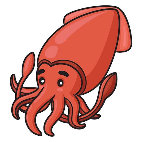 Premium Vector Red Squid Cartoon