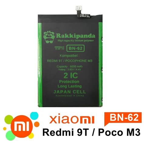 Jual Baterai Rakkipanda Xiaomi Redmi 9T Poco M3 BN 62 BN62 Double IC