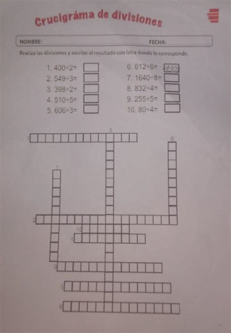 Crucigrama De Divisiones Ayuda Es Para Hoy Brainly Lat