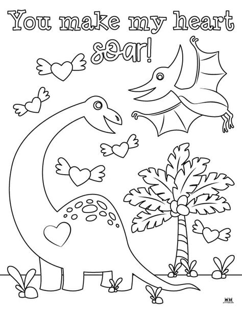 Dinosaur Valentine Coloring Pages 15 Pages Printabulls